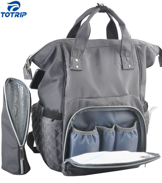 Stylish Wider Open mommy nappy diaper tote backpack bag with insulated ...
